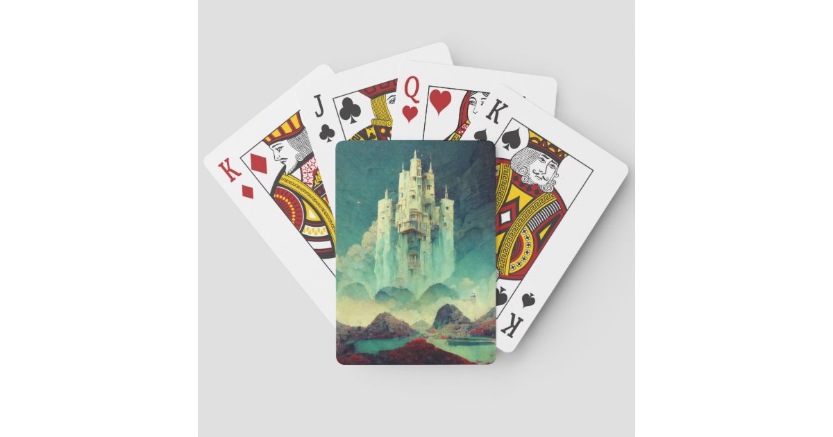 Mysterious Castle Fantasy Art Poker Cards | Zazzle