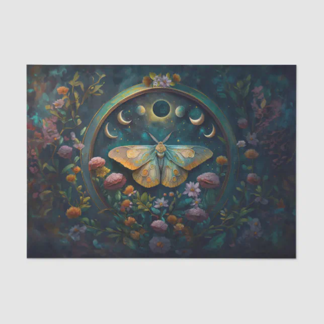 Mysterious Twilight Portal, Moth & Eclipse Tissue Paper | Zazzle