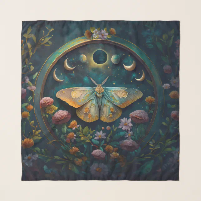 Mysterious Twilight Portal, Moth in Moonlight Scarf | Zazzle