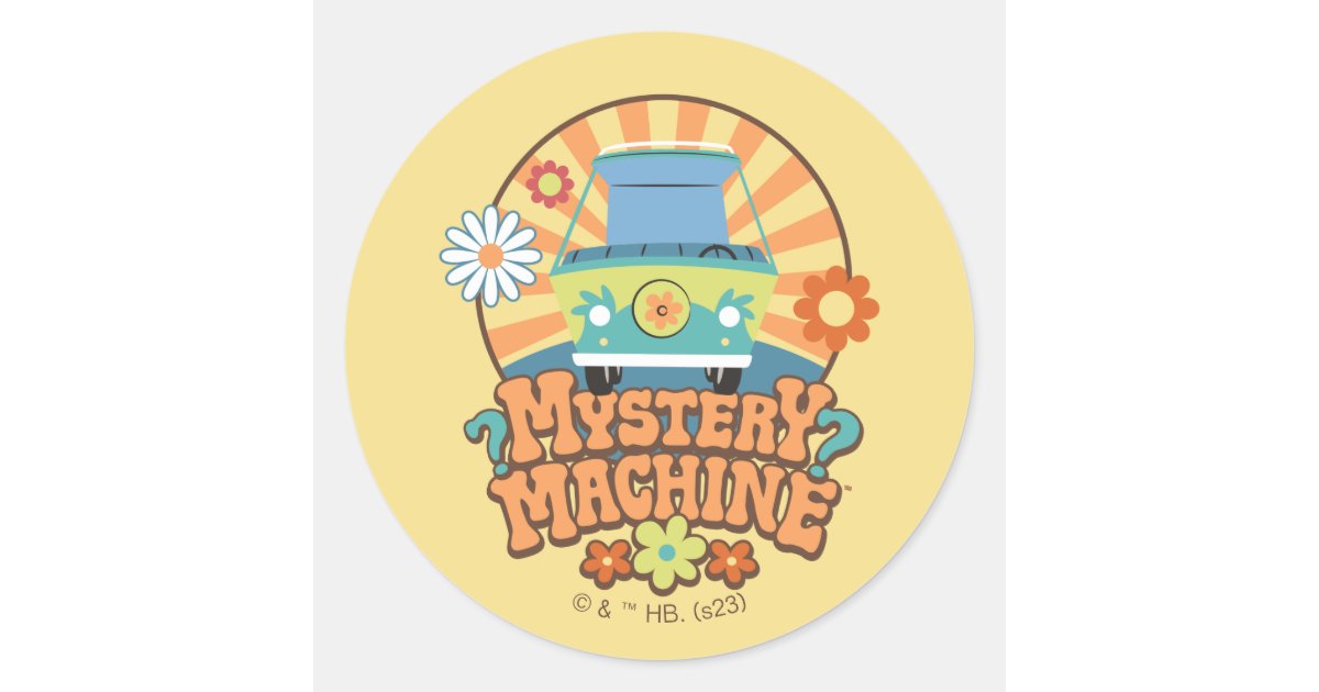 Mystery Machine Van Floral Graphic Classic Round Sticker | Zazzle