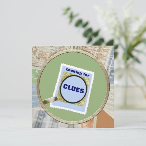 Mystery Magnifying Glass Clues Kids Birthday Party Invitation | Zazzle