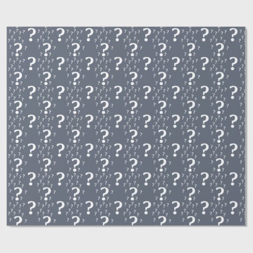 Mystery question mark riddle puzzle blue-grey wrapping paper | Zazzle
