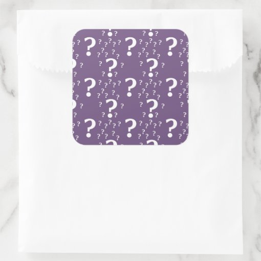 Mystery question mark riddle puzzle purple square sticker | Zazzle