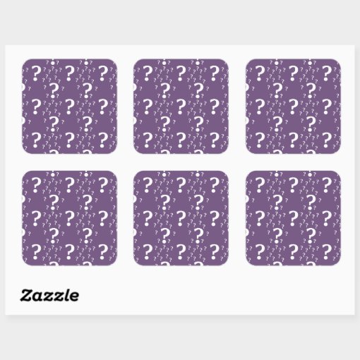 Mystery question mark riddle puzzle purple square sticker | Zazzle