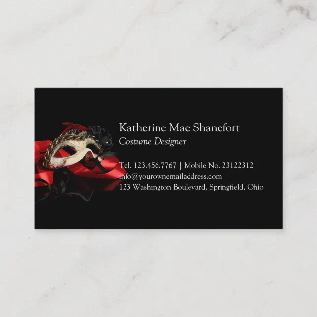 Mystery Venetian Mask Business Card | Zazzle
