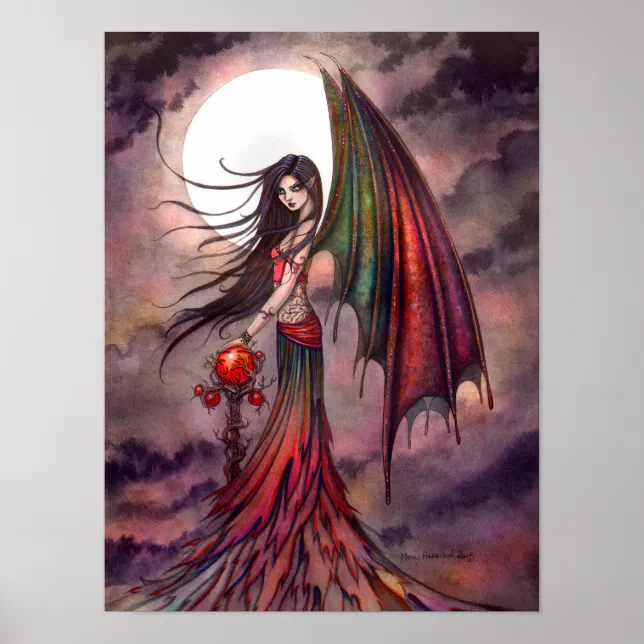 Mystic Autumn Vampire Fantasy Fairy Halloween Art Poster | Zazzle