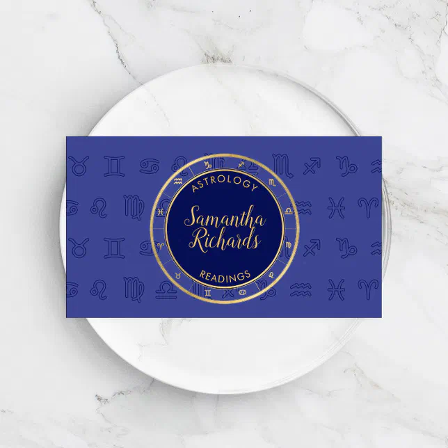 Mystic Blue Zodiac Astrology Business Card | Zazzle