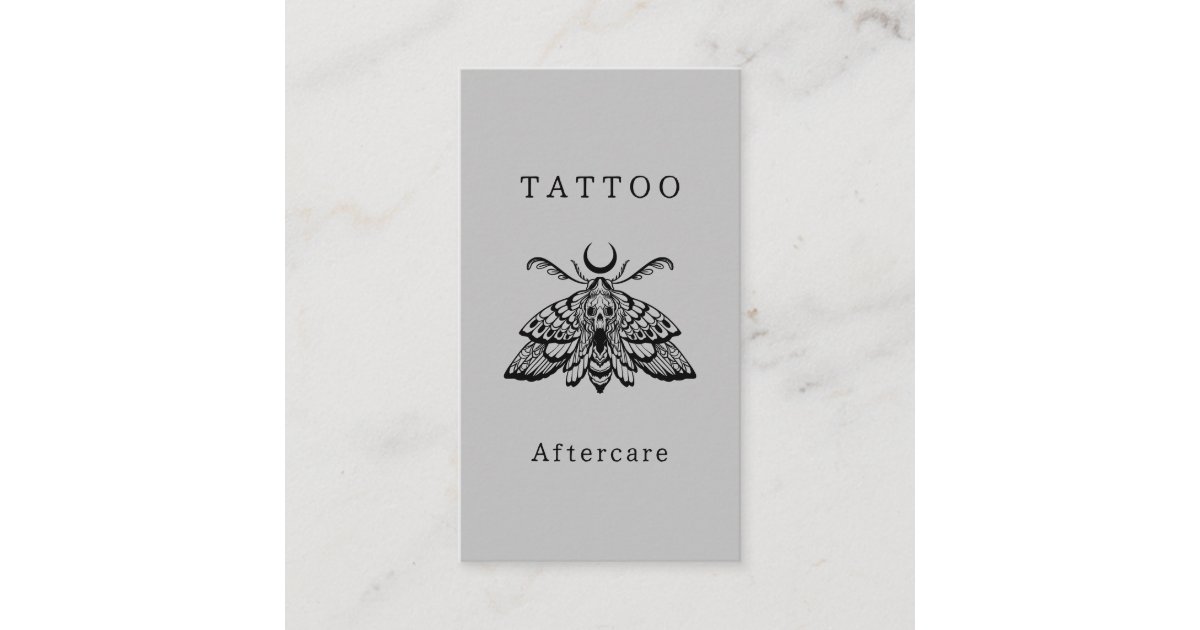 Mystic Death moth Tattoo Aftercare Instructions Business Card | Zazzle