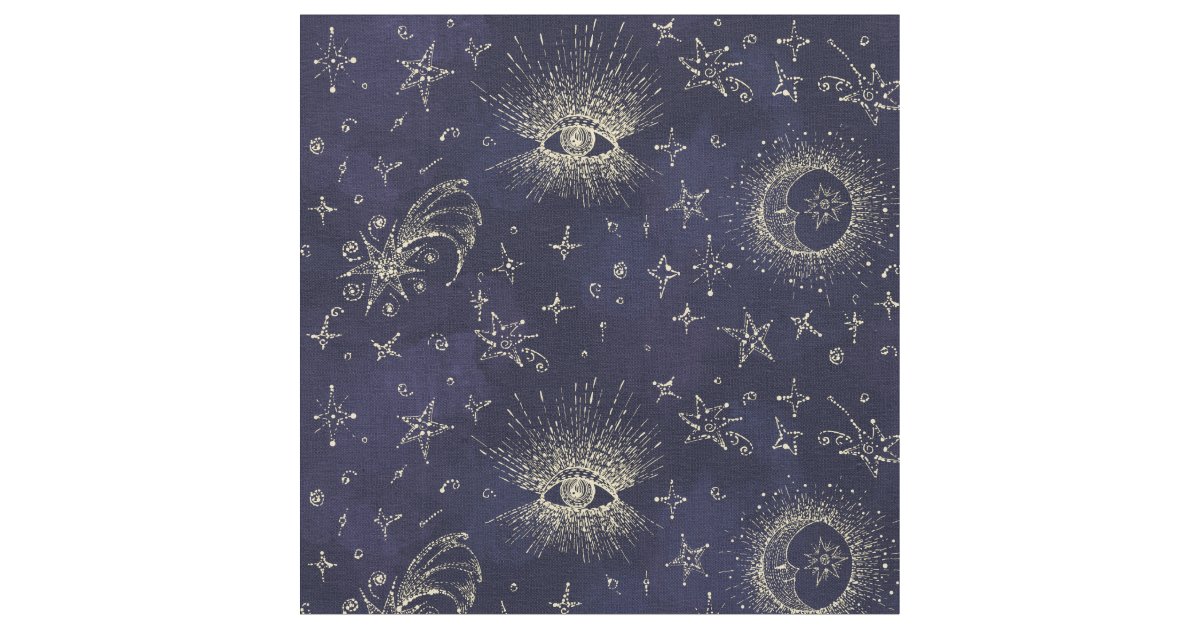 Mystic design vintage style. Eye, moon, stars Fabric | Zazzle
