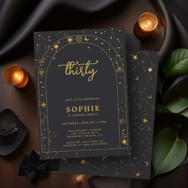 Mystic Fortune Astrology Boho Arch 30th Birthday Invitation | Zazzle