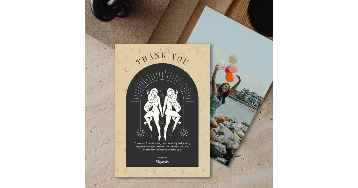 Mystic Gemini Zodiac Arch Thank You Card | Zazzle