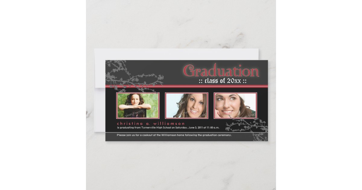 Mystic Goth Graduation Announcement (red) | Zazzle