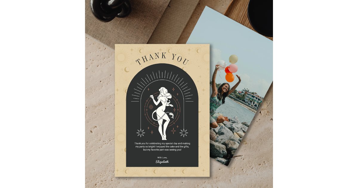 Mystic Leo Zodiac Arch Thank You Card | Zazzle