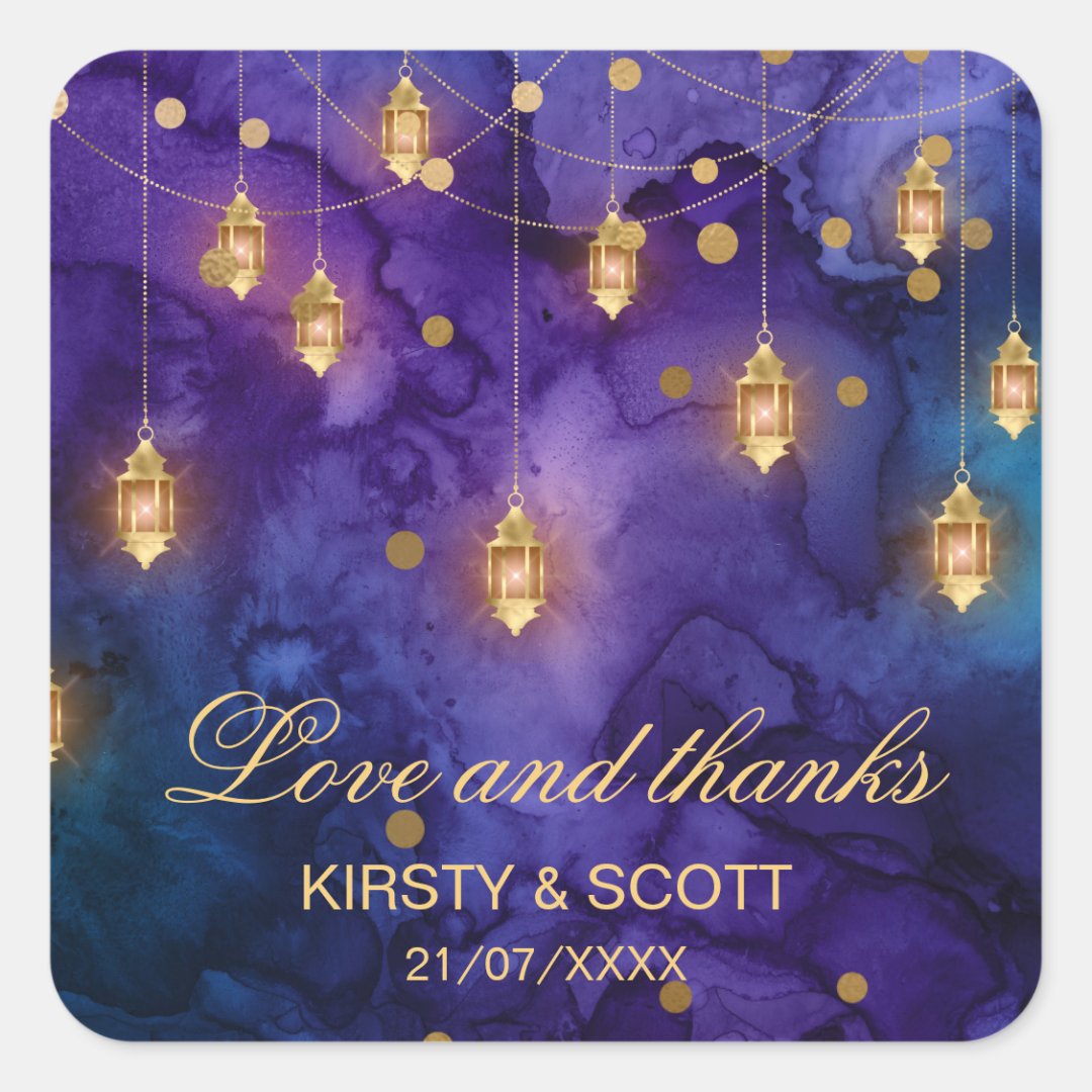 Mystic Marrakesh Nights Laterns & bokeh Wedding Square Sticker | Zazzle