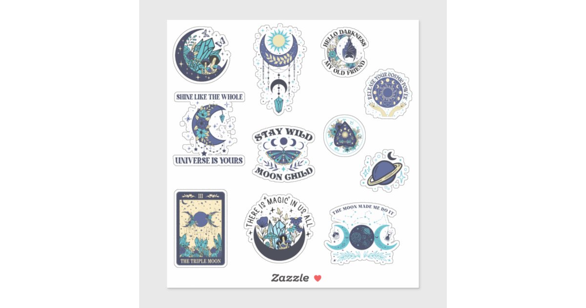 Mystic Moon Witch Sticker Pack | Zazzle