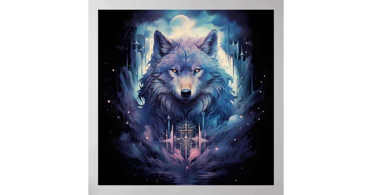 Mystic Moon Wolf Guardian Poster | Zazzle
