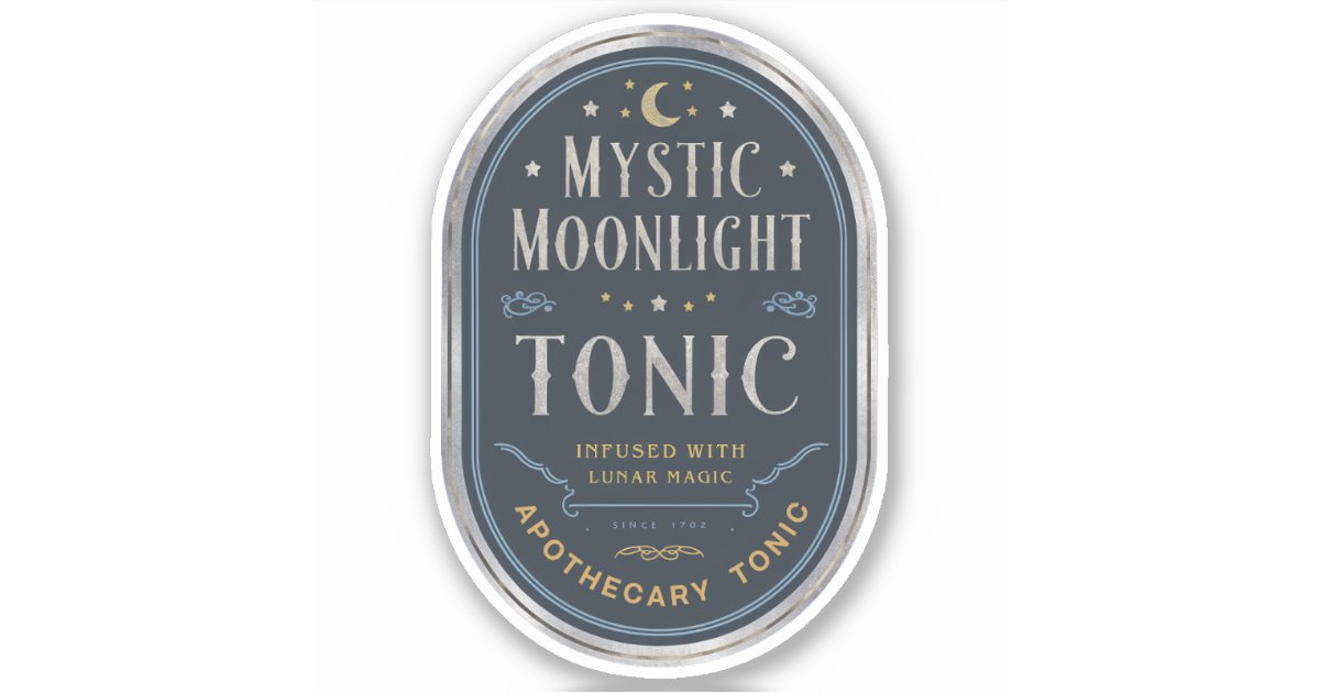 Mystic Moonlight Tonic Label Sticker | Zazzle