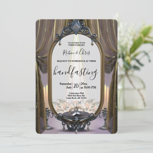 Mystic Night Gold Drapes Handfasting Invitation | Zazzle