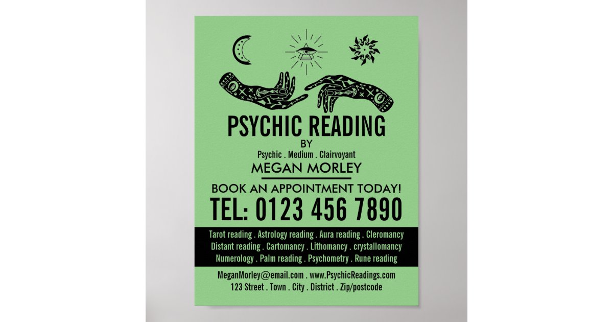 Mystic Symbols, Psychic Reading Advertising Poster | Zazzle