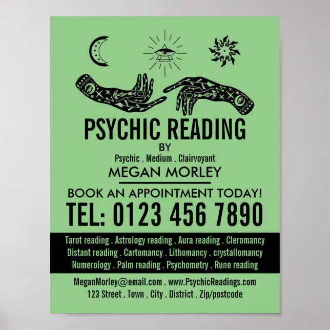 Mystic Symbols, Psychic Reading Advertising Poster | Zazzle