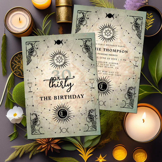 Mystic Tarot Fortune Peacock 30th Birthday Party Invitation | Zazzle