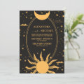 Mystical Black and Gold Sun Moon Wedding Invitation | Zazzle