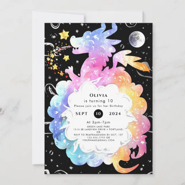 Mystical Boho Dragon Birthday Invitation | Zazzle