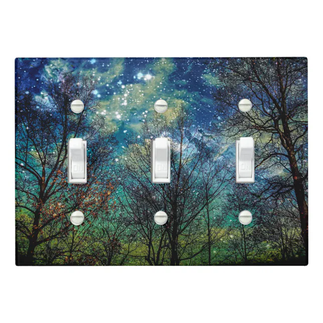 Mystical Celestial Forest Triple Light Switch Cover | Zazzle
