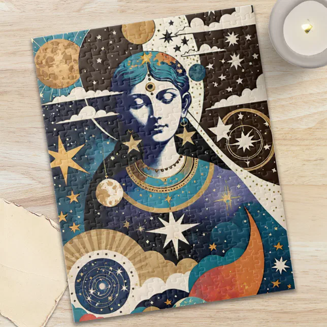 Mystical Celestial Star Goddess Night Sky Jigsaw Puzzle | Zazzle