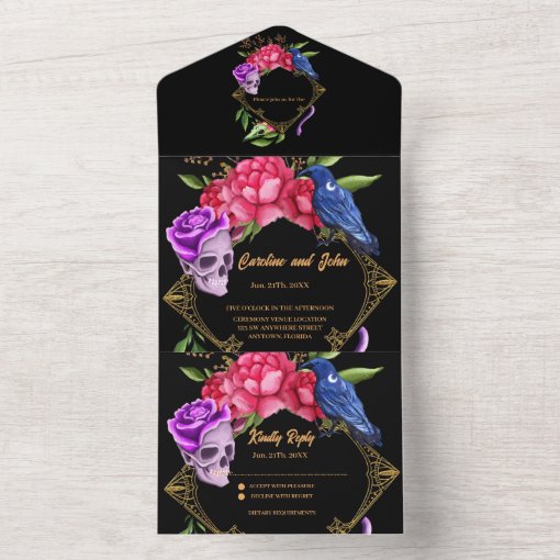 Mystical dark and romantic wedding design all in one invitation | Zazzle