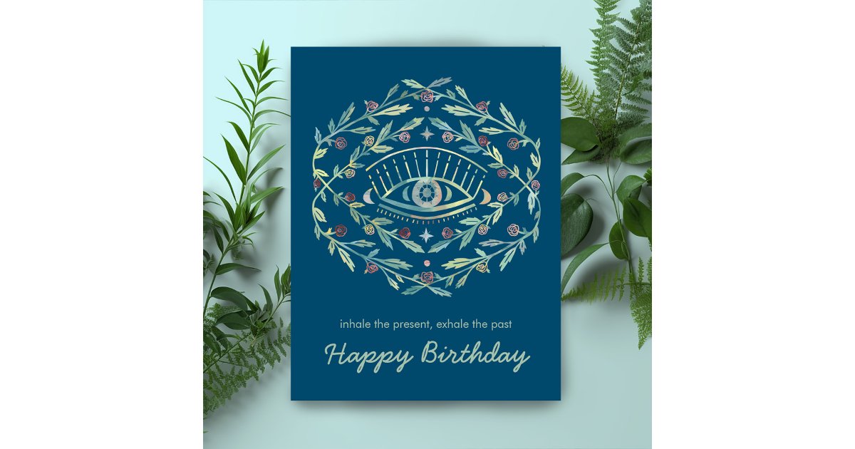 Mystical Eye Roses Inspirational Happy Birthday Postcard | Zazzle