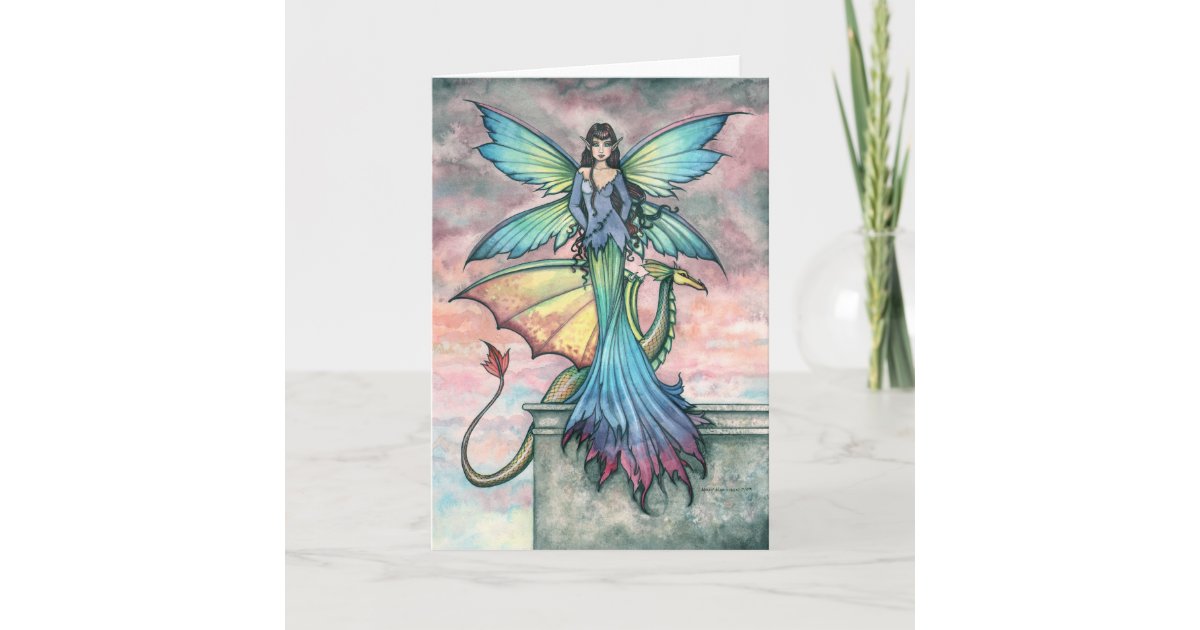Mystical Fairy Dragon Card Notecard | Zazzle