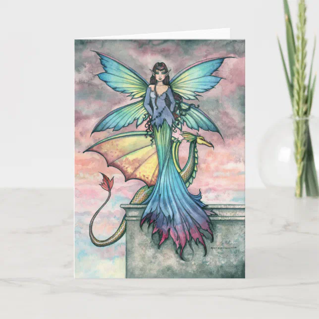 Mystical Fairy Dragon Card Notecard | Zazzle