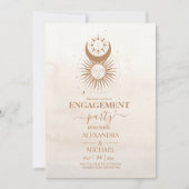 Mystical Gold Celestial Stars Engagement Invitation | Zazzle