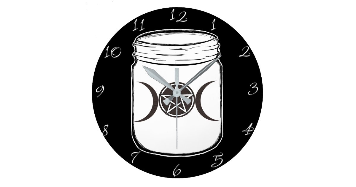Mystical Magic Moons Triple Goddess Mason Jar Large Clock | Zazzle.com