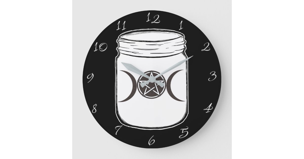 Mystical Magic Moons Triple Goddess Mason Jar Large Clock | Zazzle