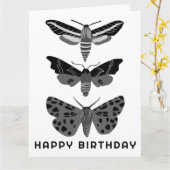 Mystical Magical Moths Black White HAPPY BIRTHDAY Card | Zazzle