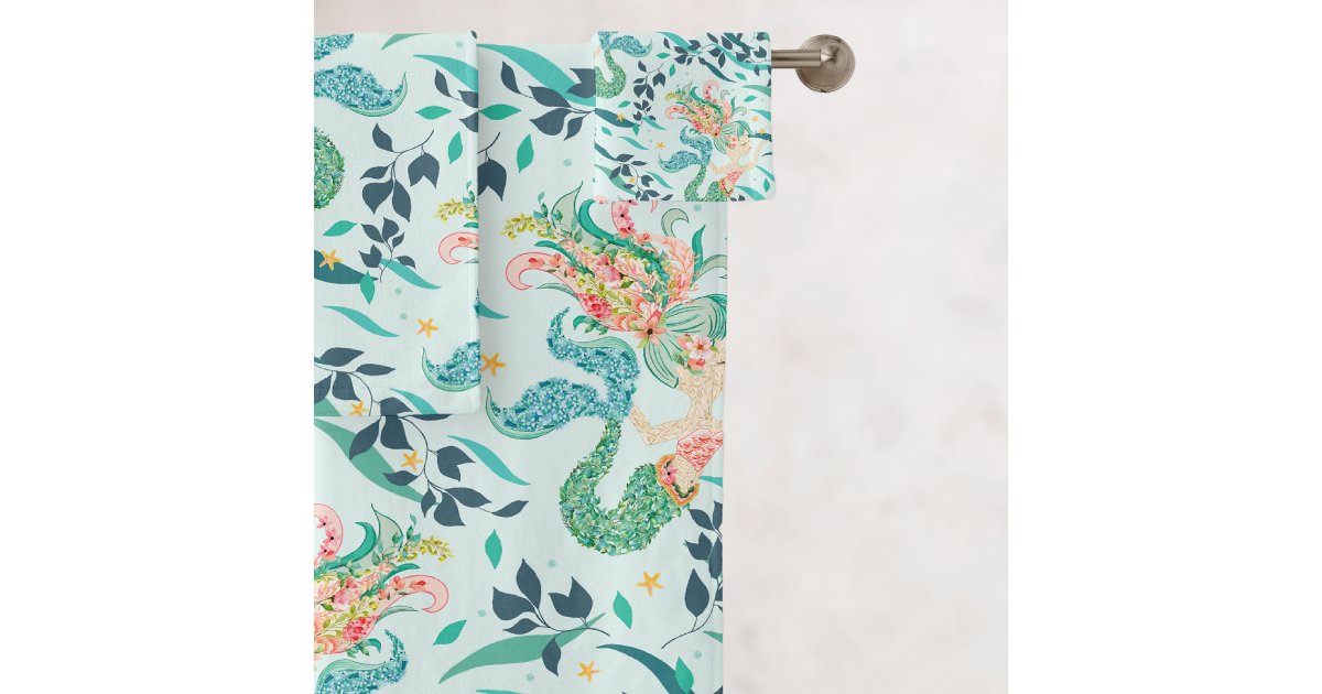 Mystical Mermaid Pattern Bath Towel Set | Zazzle