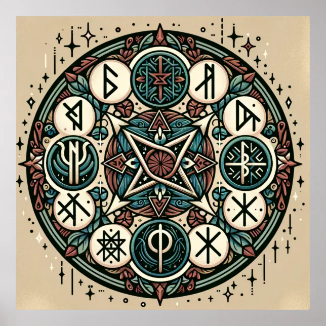 Mystical Norse Runes: A Saga of Ancient Symbols Poster | Zazzle