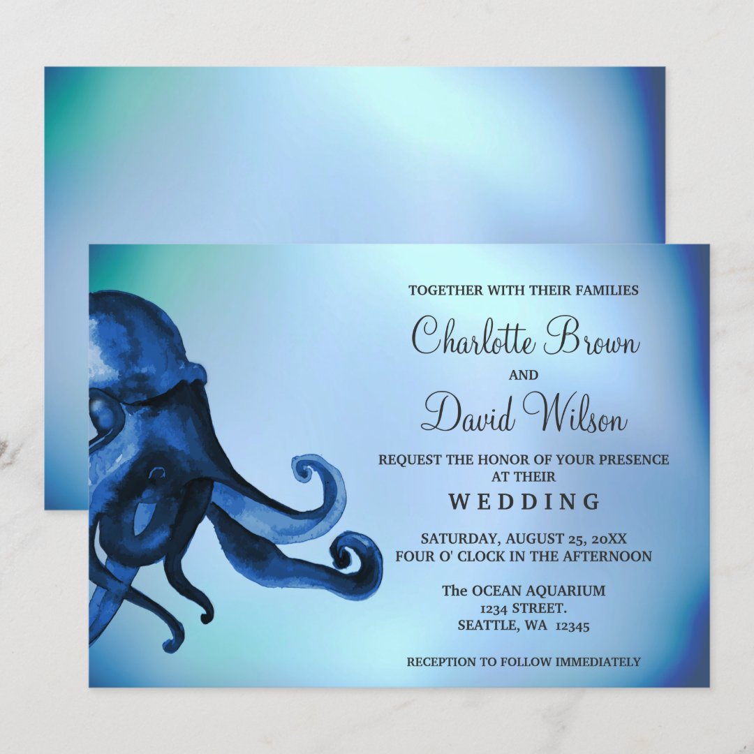 Mystical Ocean Octopus Wedding Invitations | Zazzle