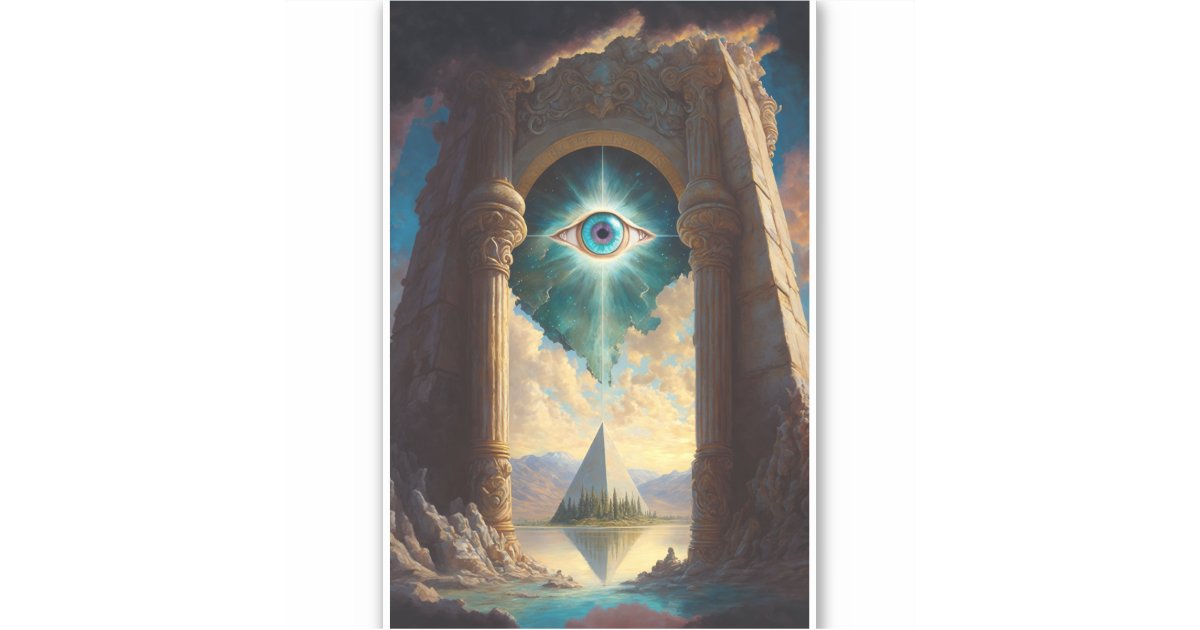 Mystical Pyramid Eye Art Sticker | Zazzle