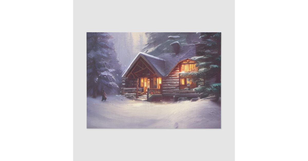 Mystical Rustic Log Cabin Amongst the Evergreens Tissue Paper | Zazzle