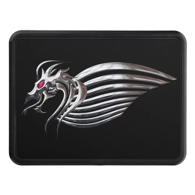 Mystical Silver Winged Dragon Hitch Cover | Zazzle