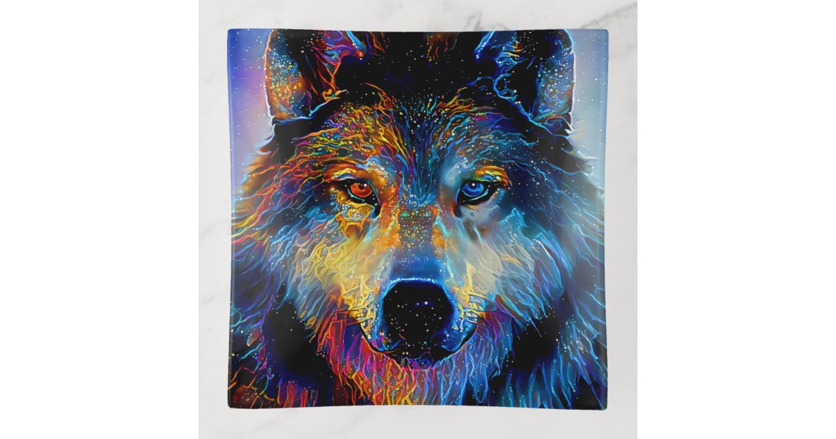 Mystical Spirit Wolf Trinket Tray | Zazzle
