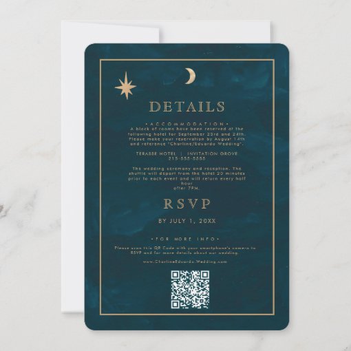 Mystical Stars Moon Celestial All in One Wedding Invitation | Zazzle