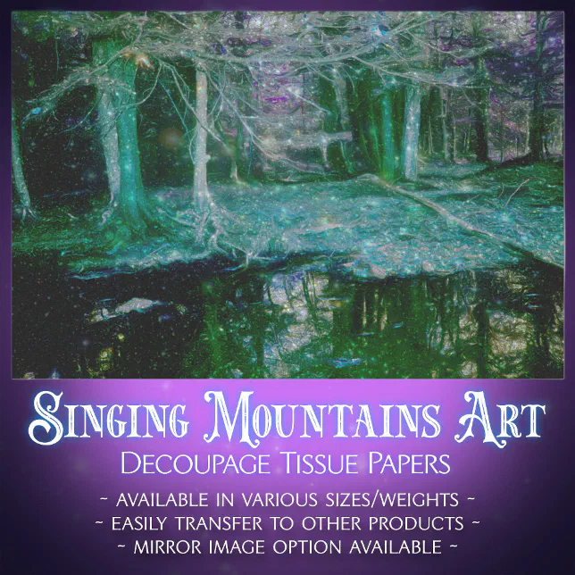 Mystical Twilight Forest Reflection Pond Decoupage Tissue Paper | Zazzle