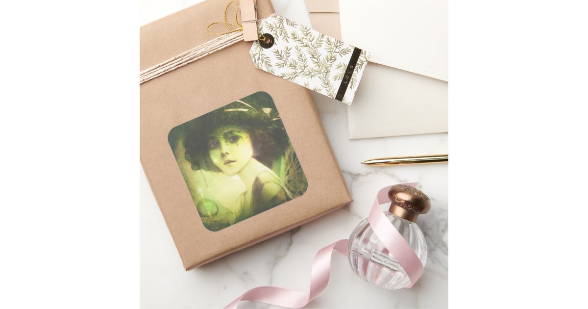 Mystical Willow Tree Fairy Fantasy Art Square Sticker | Zazzle