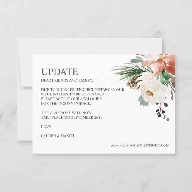 Mystical Winter | Floral Botanical WEDDING UPDATE Invitation | Zazzle