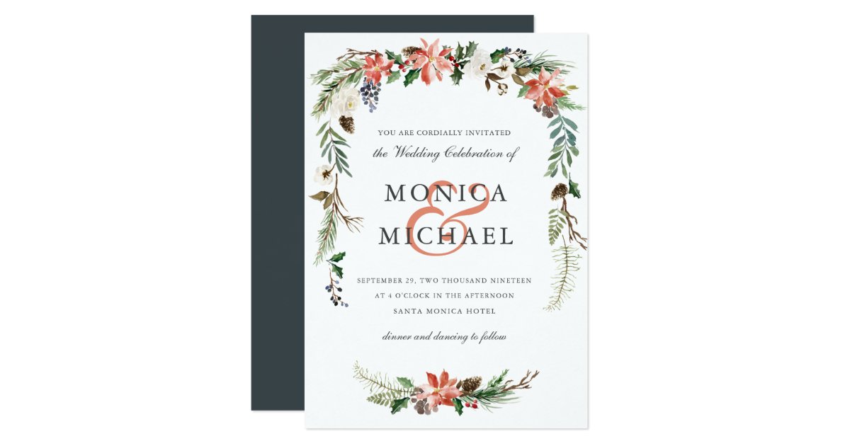 Mystical Winter | Floral Garland Wedding Invitation | Zazzle.com