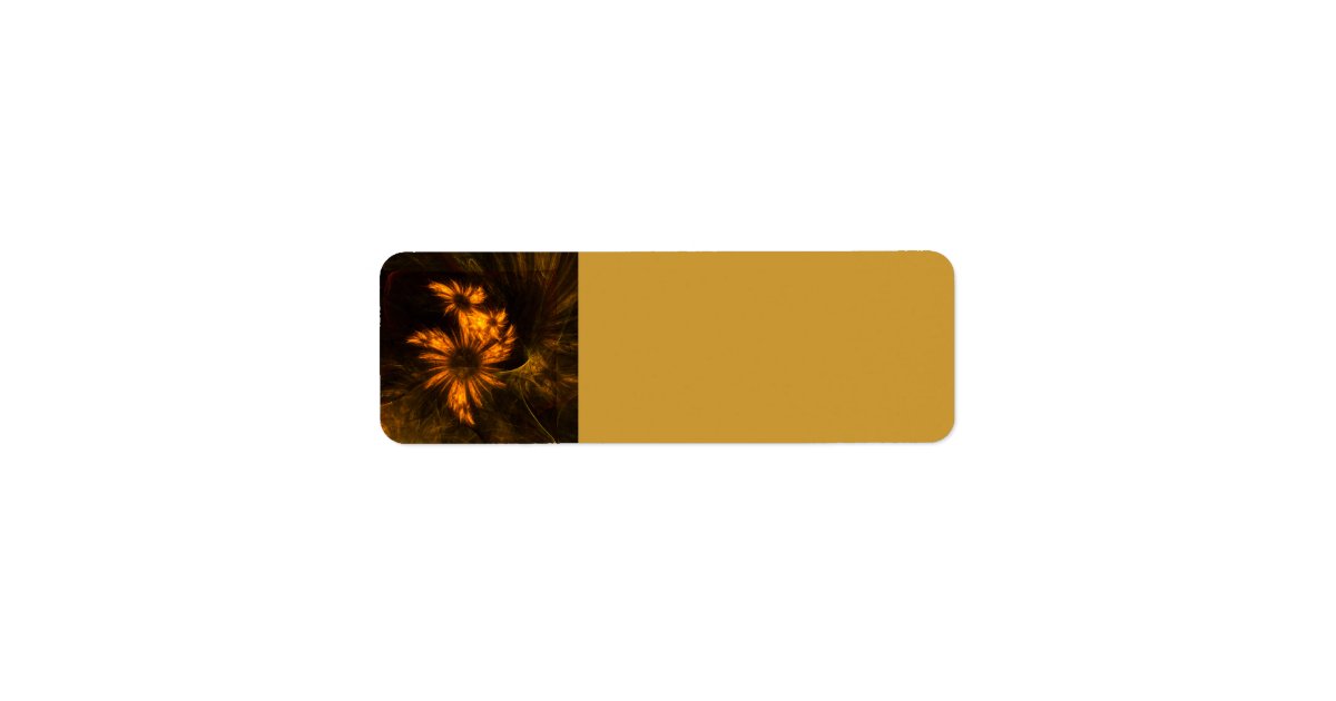 Mystique Garden Golden Abstract Fractal Art Label | Zazzle